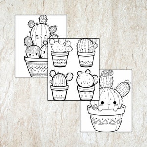 Kawaii Cacti Coloring Pages, Traceable Pictures, Cactus Print, Plant ...