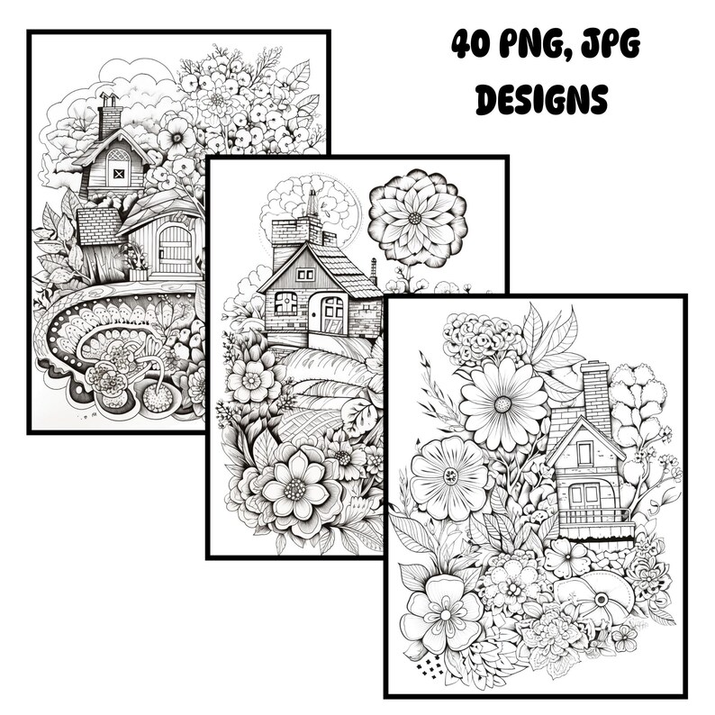 Zentangle Floral House Art | Zendoodle Practice Sheets | Mindful ...