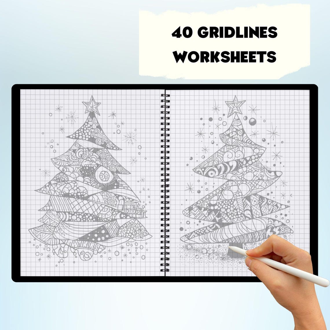 Christmas Tree Zentangle Coloring Pages, Doodling Art (digital Download ...