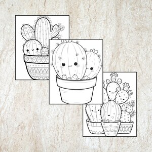 Kawaii Cacti Coloring Pages, Traceable Pictures, Cactus Print, Plant ...