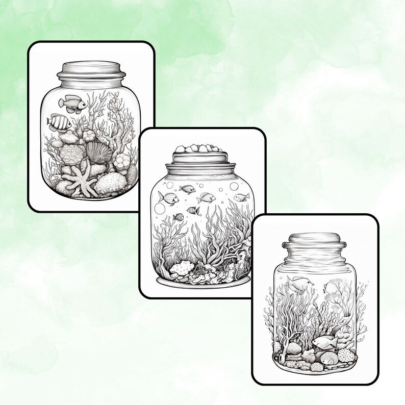 Underwater Jars Coloring Book, Immerse Yourself in Serenity With Ocean ...