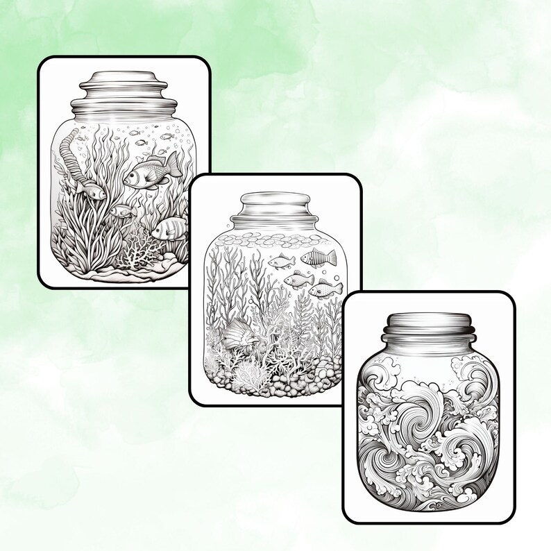Underwater Jars Coloring Book, Immerse Yourself in Serenity With Ocean ...