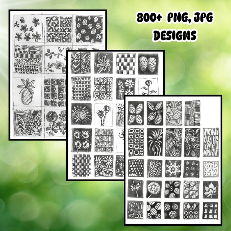 Zentangle Pattern Worksheets: 800+ Designs for Mindful Doodling (PDF ...