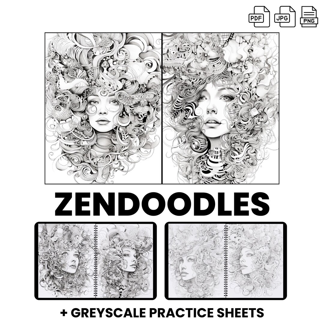 Zendoodle Woman Hair Art | 40 Zentangle Face Practice Pages | Mindful ...