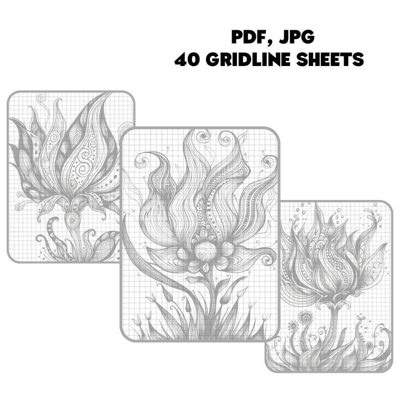 Flame Flower Zentangle Patterns, Tutorials & Worksheets (digital ...