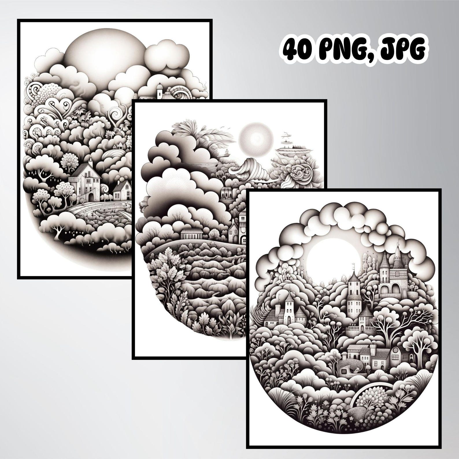 Mystical Zentangle Designs | Fantasy Castles, Enchanted Houses, Dark ...