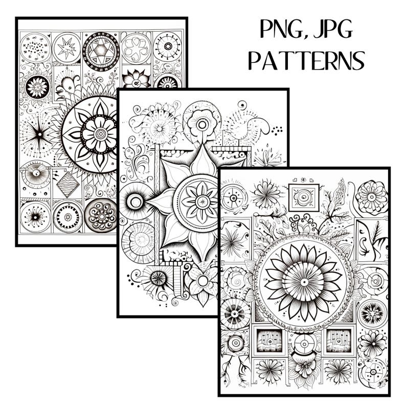 Ornament Patterns PDF Workbook - Zentangle & Mandala Art, Geometric Practice Sheets, Anti-stress ...