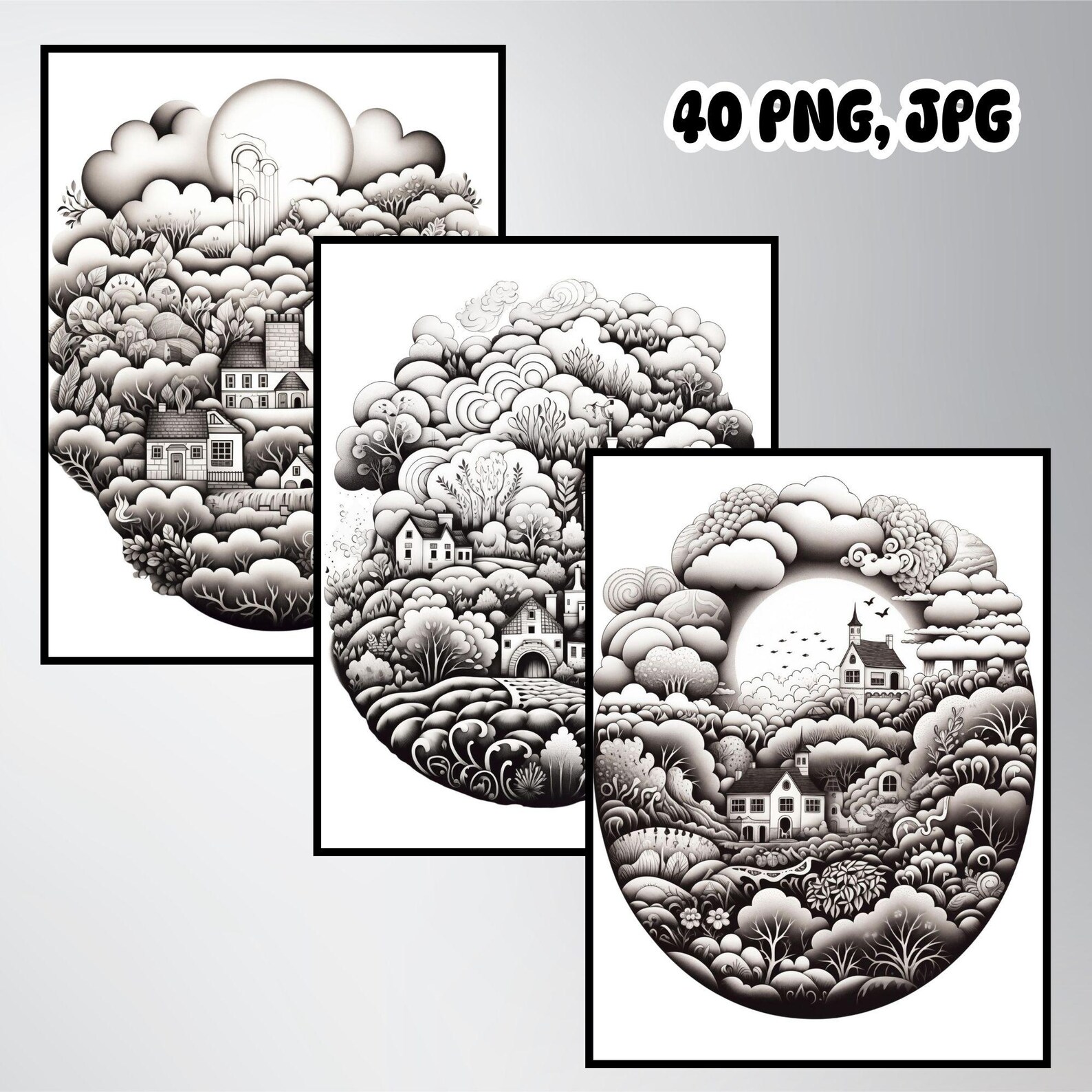 Mystical Zentangle Designs | Fantasy Castles, Enchanted Houses, Dark ...