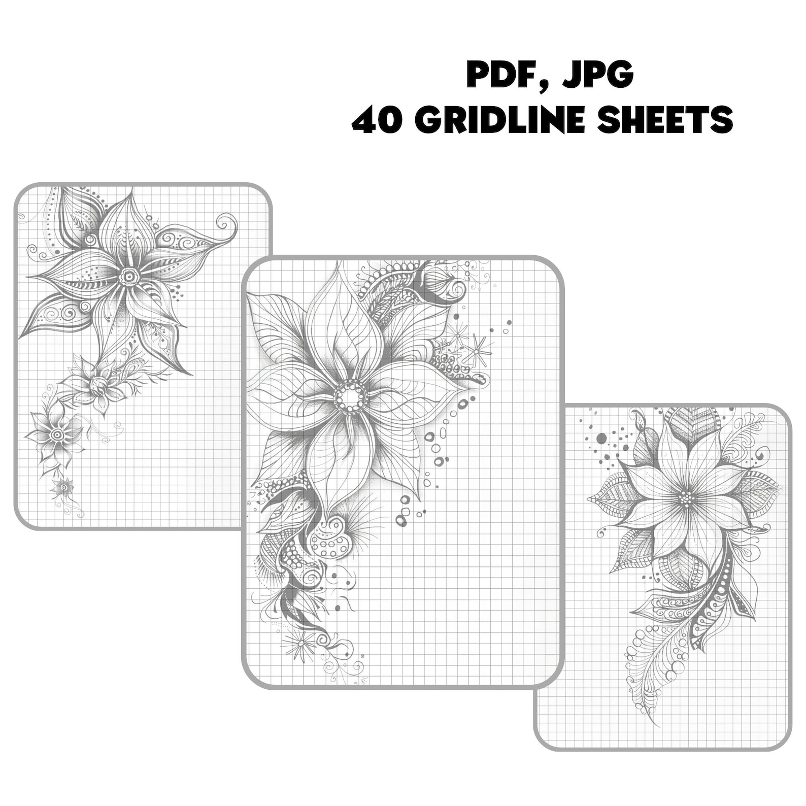 Floral Botanical Zentangle Patterns, Mandala Art for Stress Relief ...