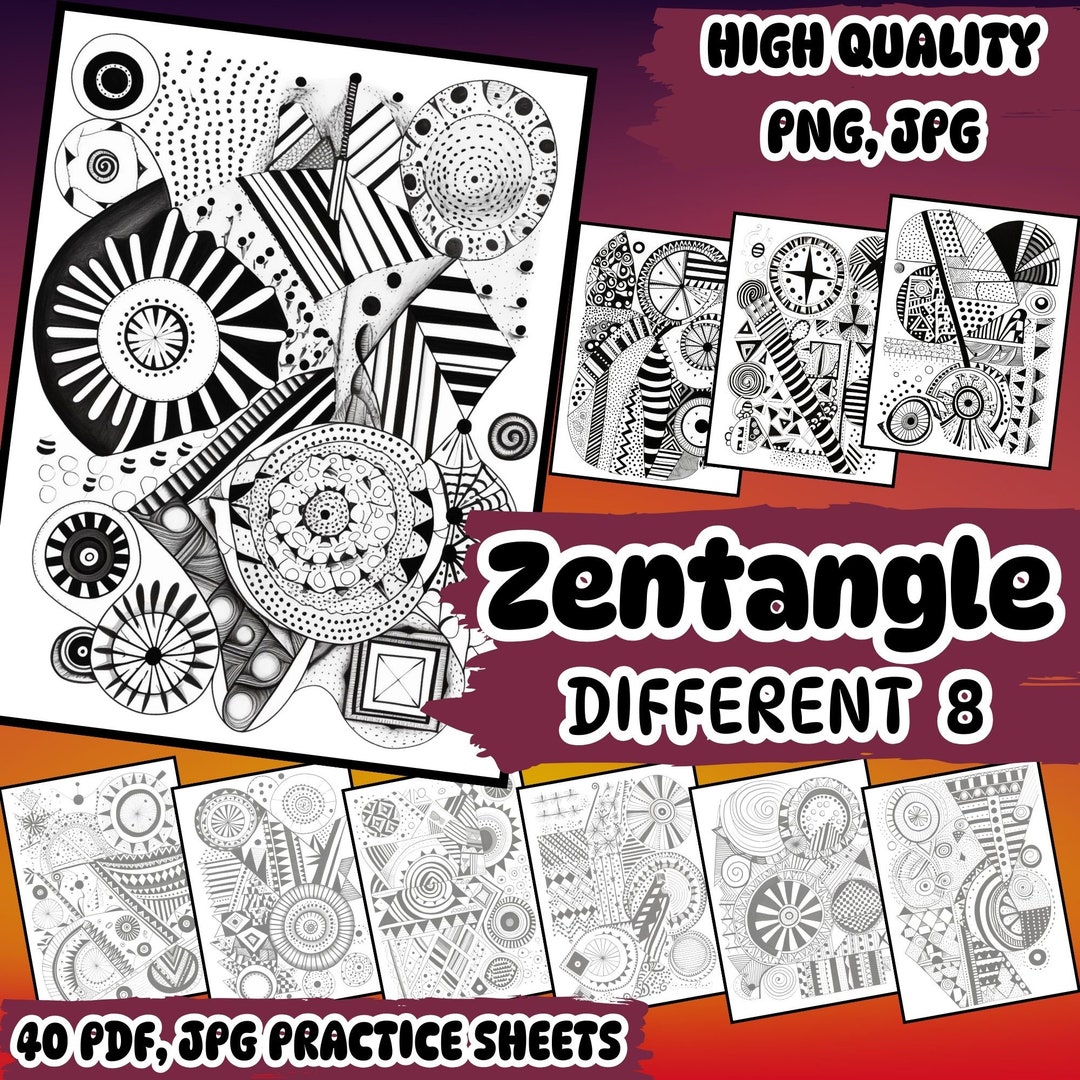 Zentangle Practice Sheets Bundle, Zentangle Magic Moments, Anti Stress ...