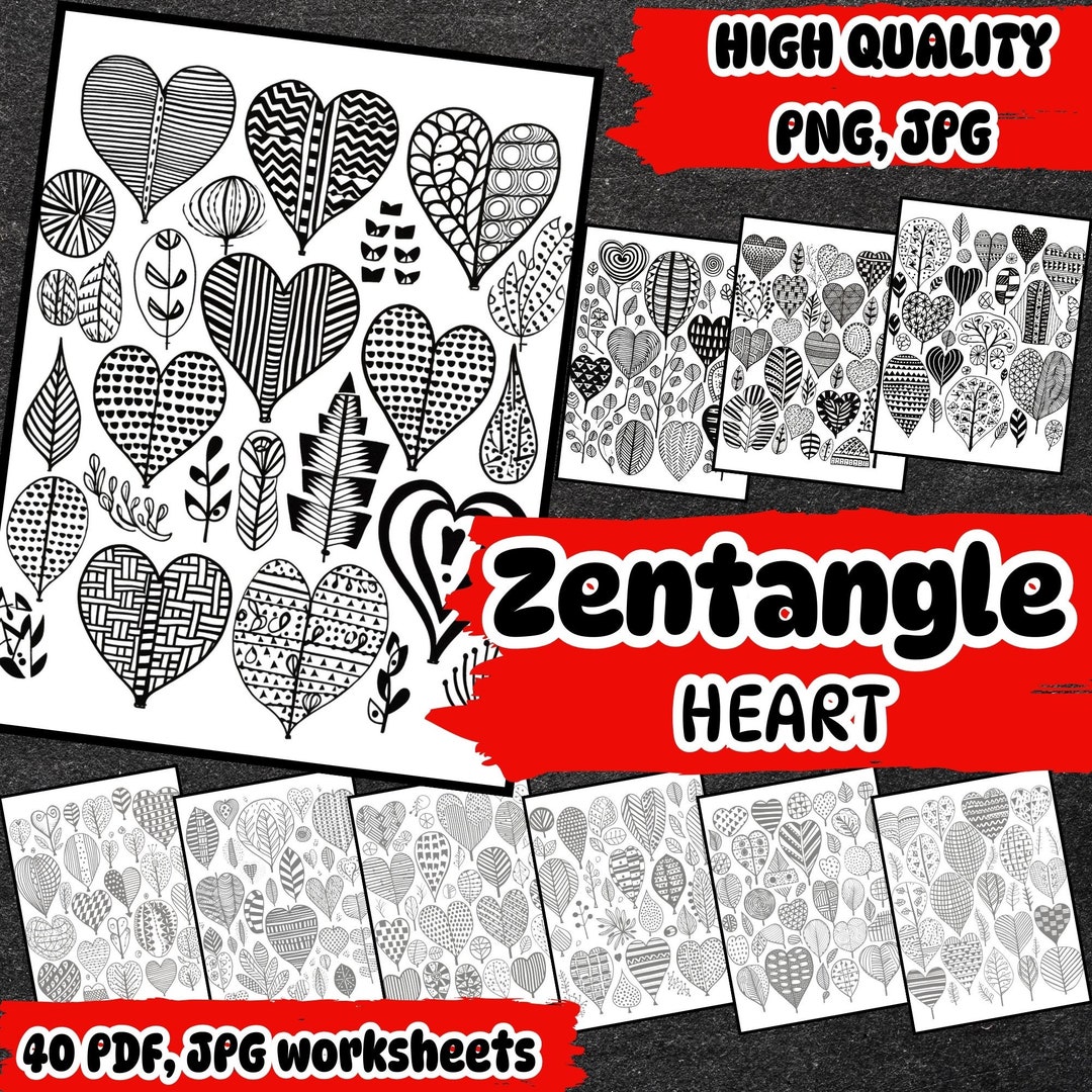 Zentangle Art With Heart Patterns, Art for Beginners, Creative ...