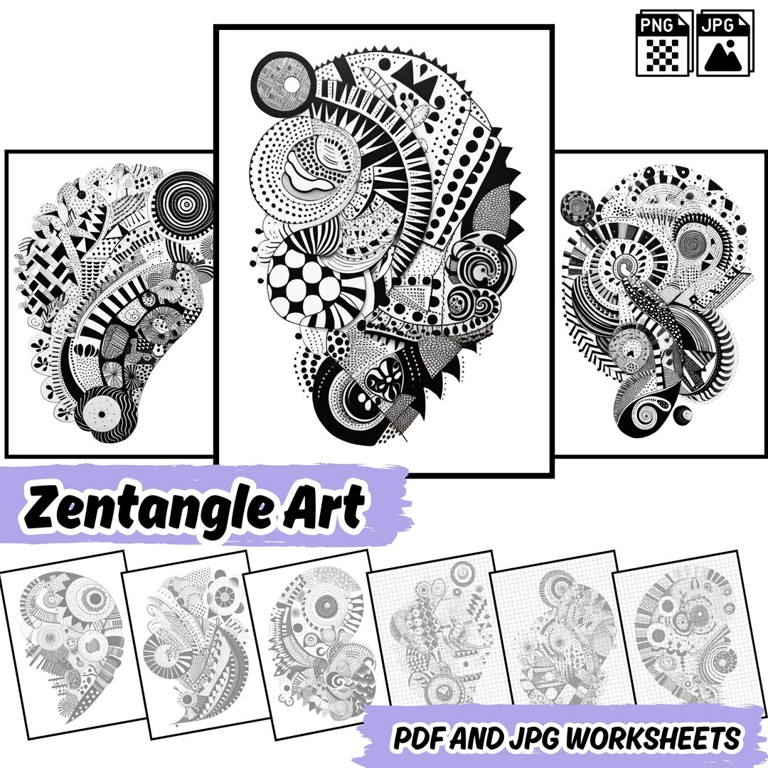 Zentangle Practice Worksheets | Geometric Zentangle Patterns | Mandala ...
