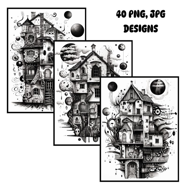 Zentangle - Zendoodle - House Patterns for Adults – Whimsical Printable ...