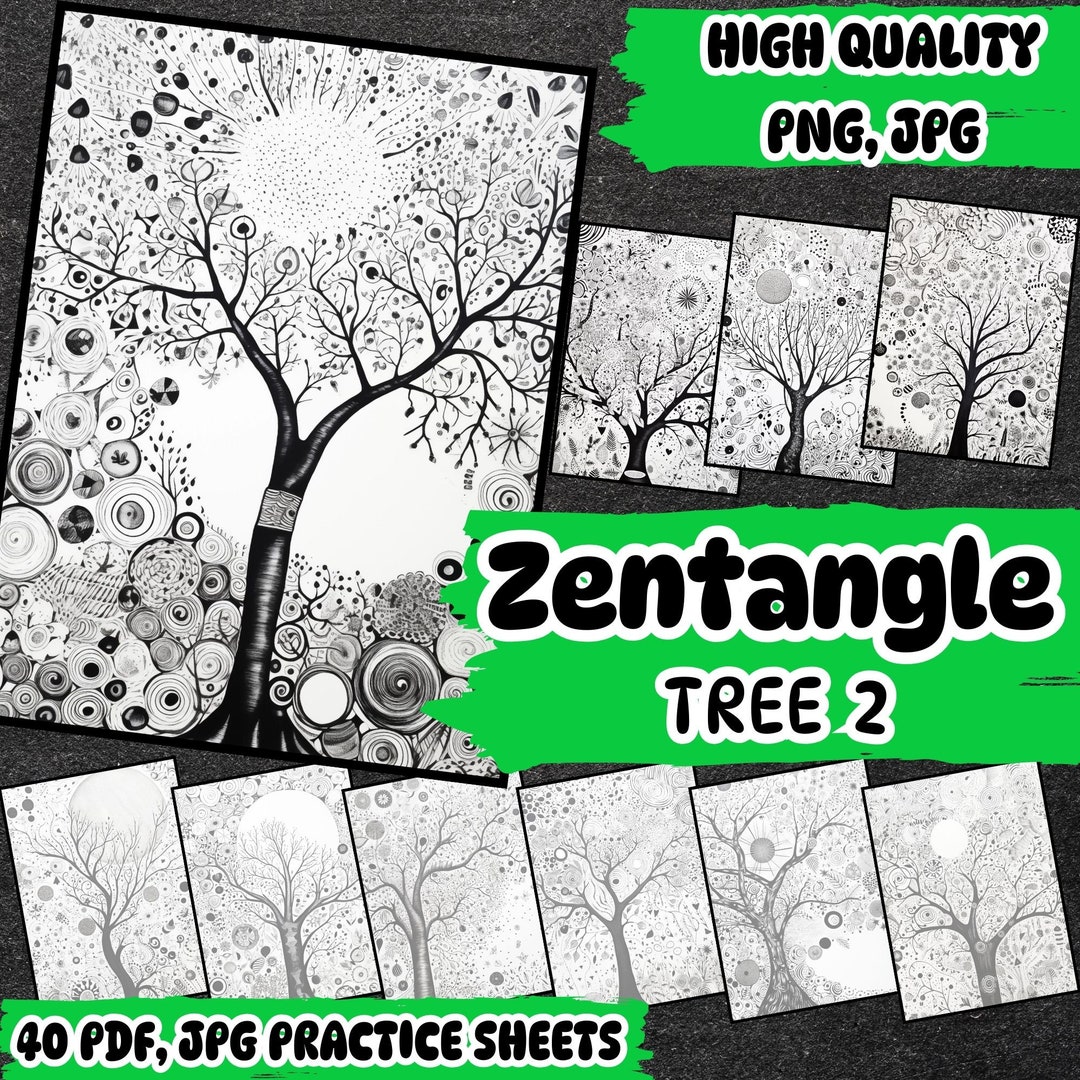 Zentangle Patterns: Explore Tree Line Art and Abstract Nature Scenery ...