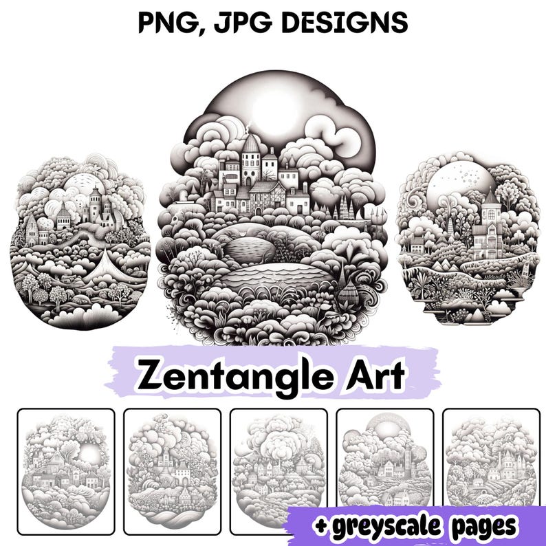 Mystical Zentangle Designs | Fantasy Castles, Enchanted Houses, Dark ...