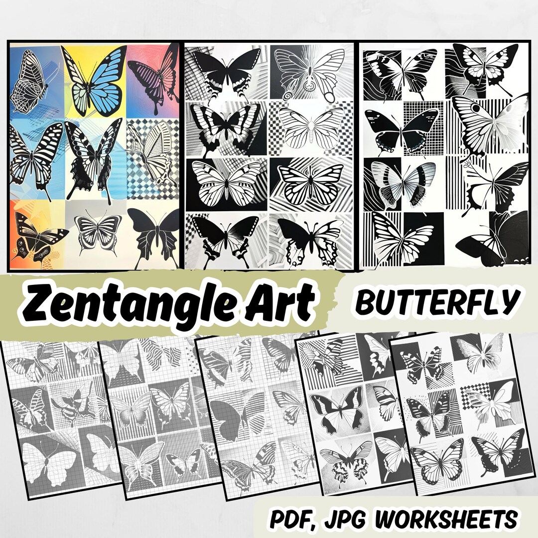 Butterfly Tracing Pages | 40 Zentangle Practice Sheets | Printable ...