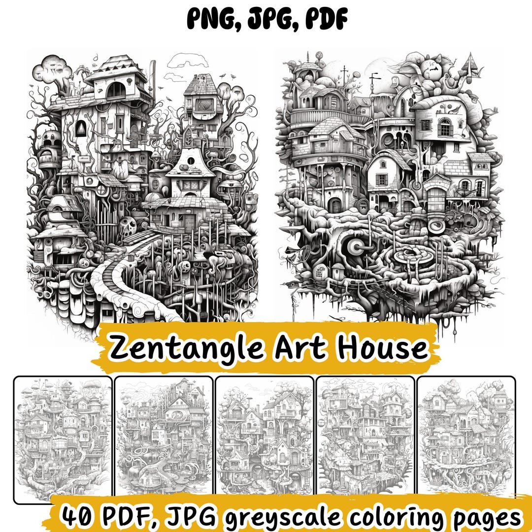 Dark Fantasy Zentangle Patterns | Elven Scenery & Castle Art | Doodle ...