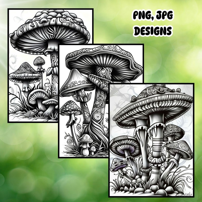 Zentangle Mushroom Patterns With Enchanting Coloring Pages and Doodle ...