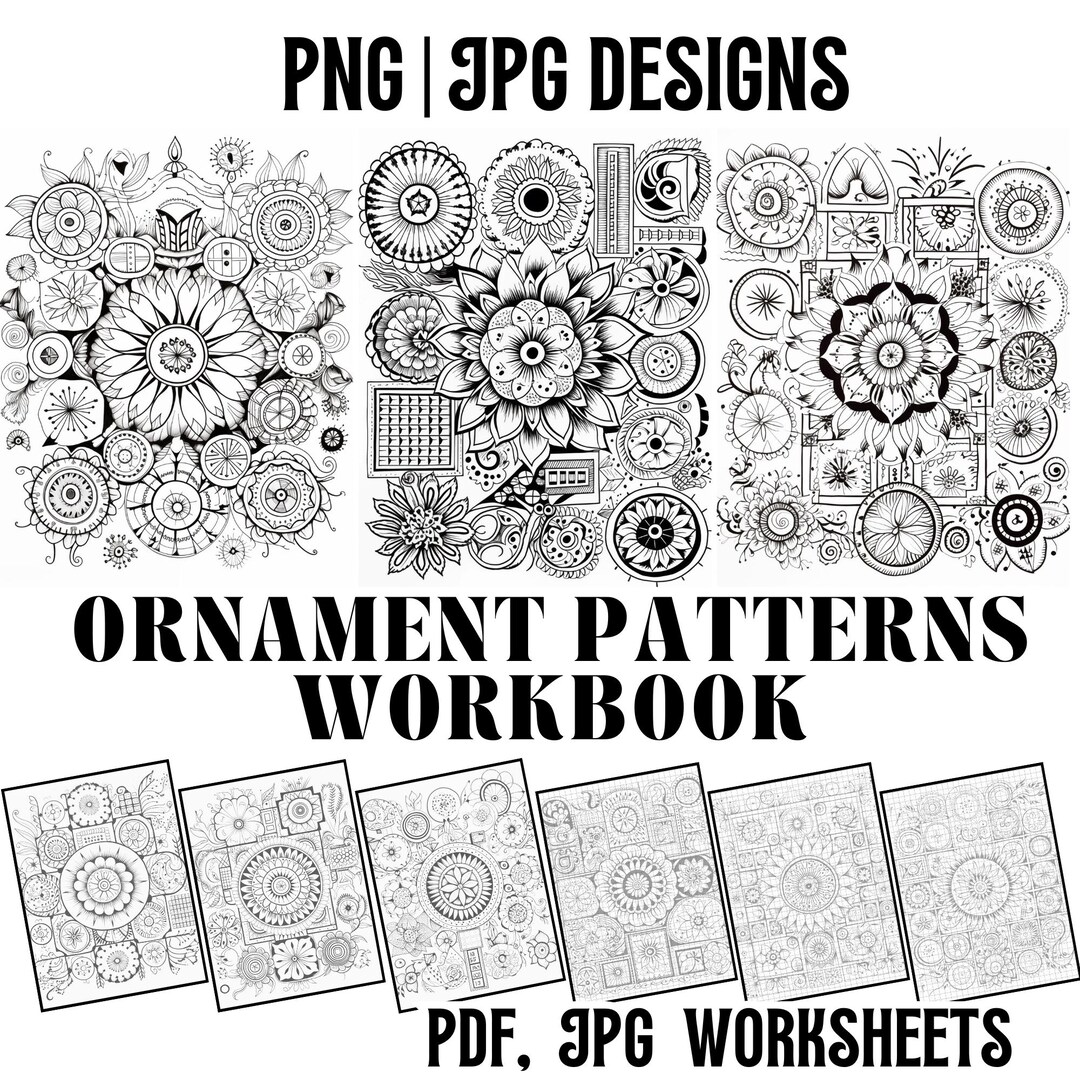 Ornament Patterns PDF Workbook - Zentangle & Mandala Art, Geometric ...