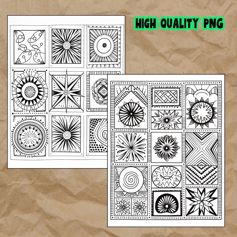Creative Zentangle Patterns Bundle, High Quality PNG, PDF Worksheets ...