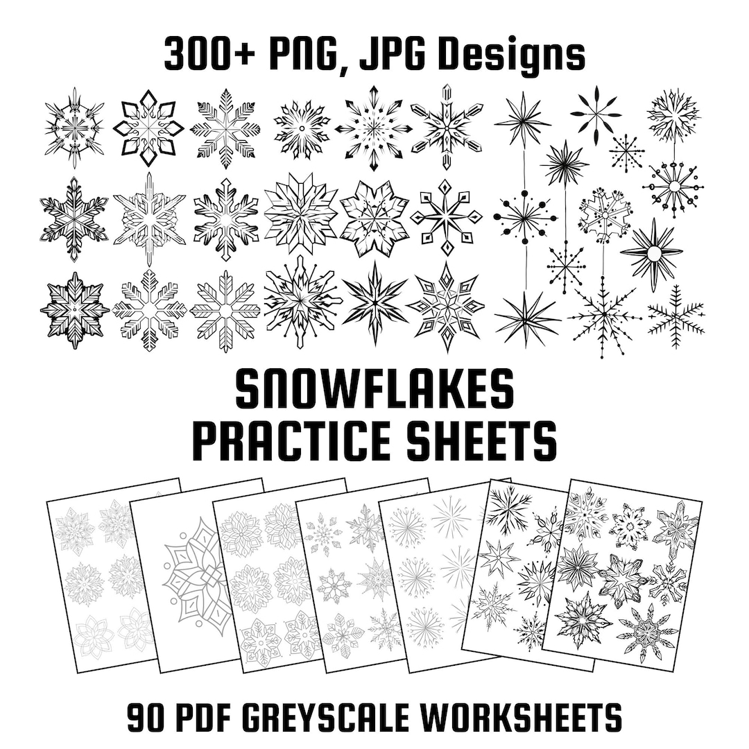Ultimate Snowflake Drawing Kit – 90 PDF Tutorials & 300+ PNG/JPG ...