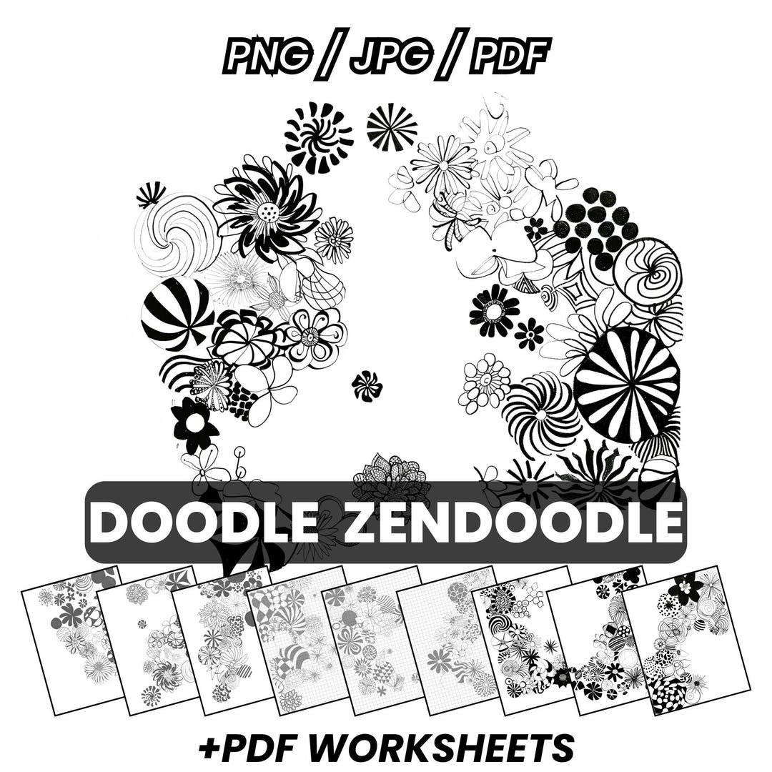 Mindful Doodle Zendoodle Art | 40 Zentangle Practice Worksheets ...