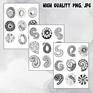 Zentangle With Printable PDF Worksheets, PNG and JPG Formats Step by ...