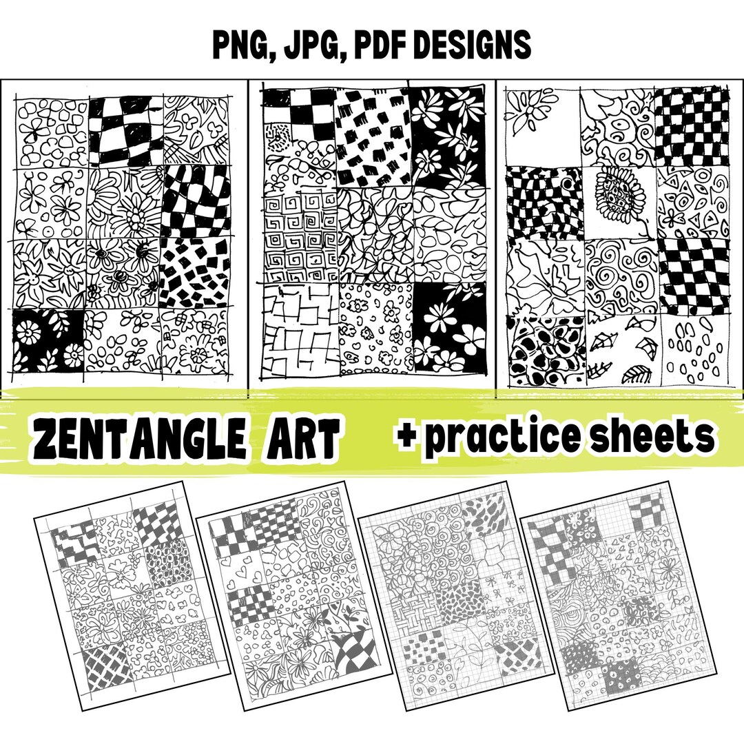Zentangle Art Practice Sheets for Beginners | Digital Zentangle ...