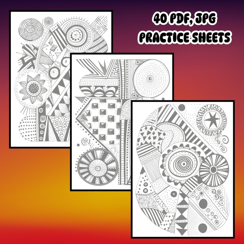 Zentangle Practice Sheets Bundle, Zentangle Magic Moments, Anti Stress ...