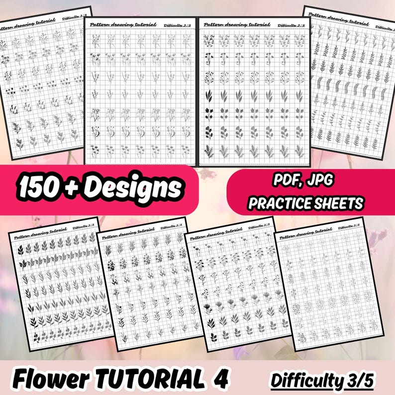 Flower Drawing With Step-by-step Workbook and Printable Practice Sheets ...