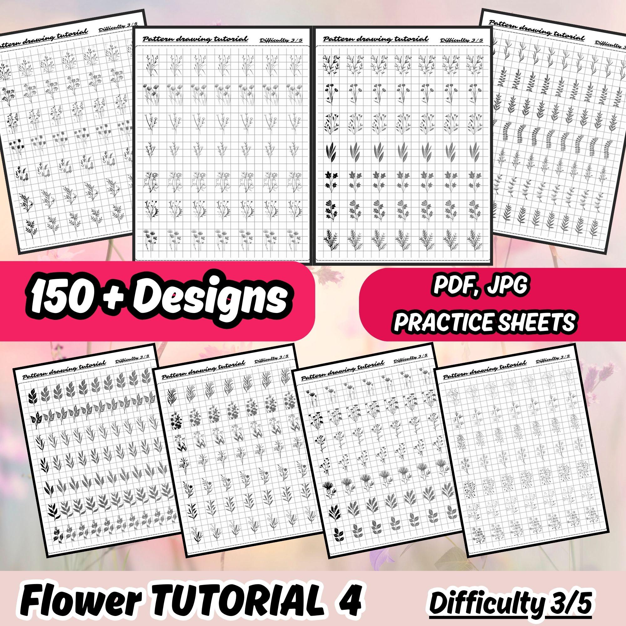 Flower Drawing With Step-by-step Workbook and Printable Practice Sheets ...