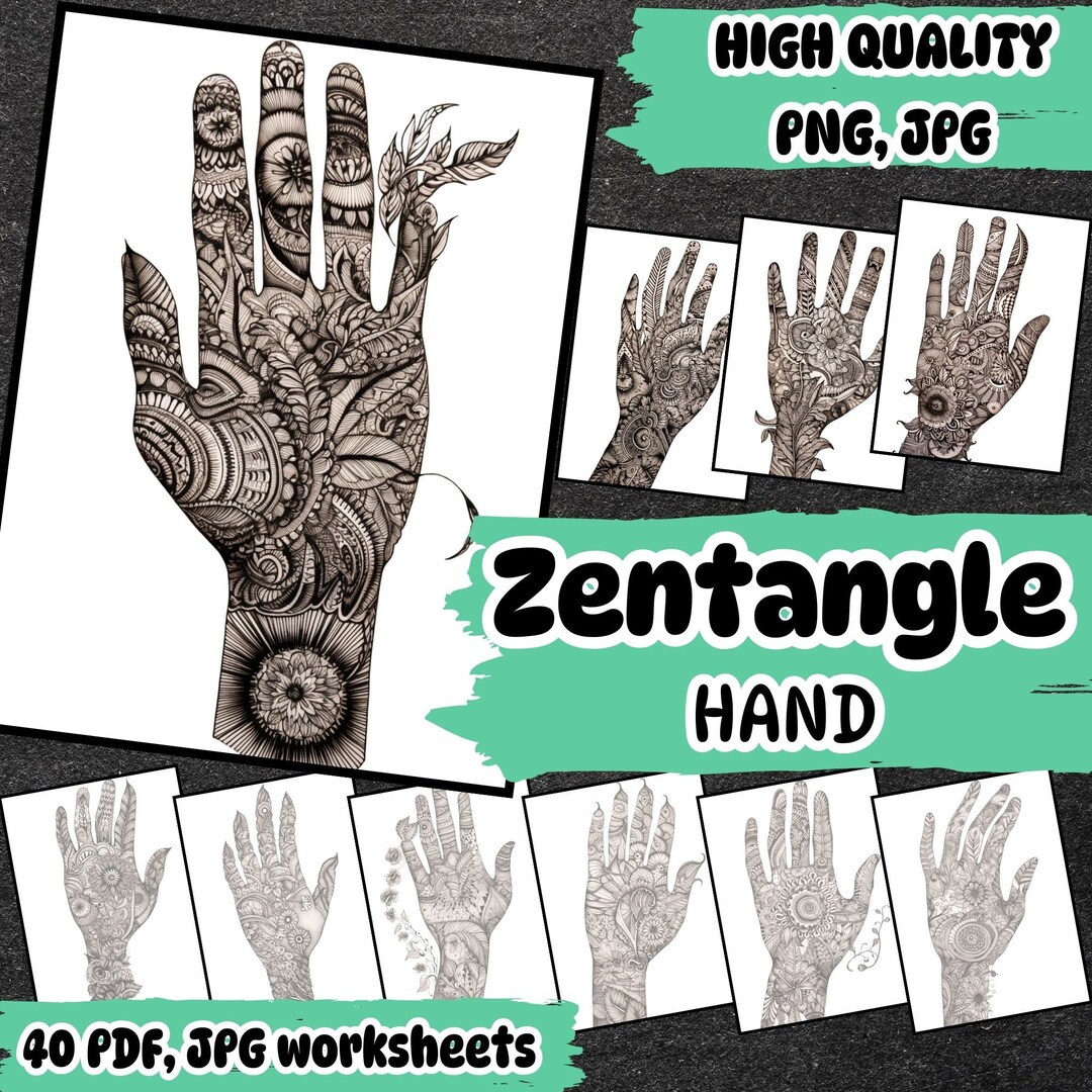 Zentangle Patterns, Hand Silhouette, Digital Artistry at Your ...
