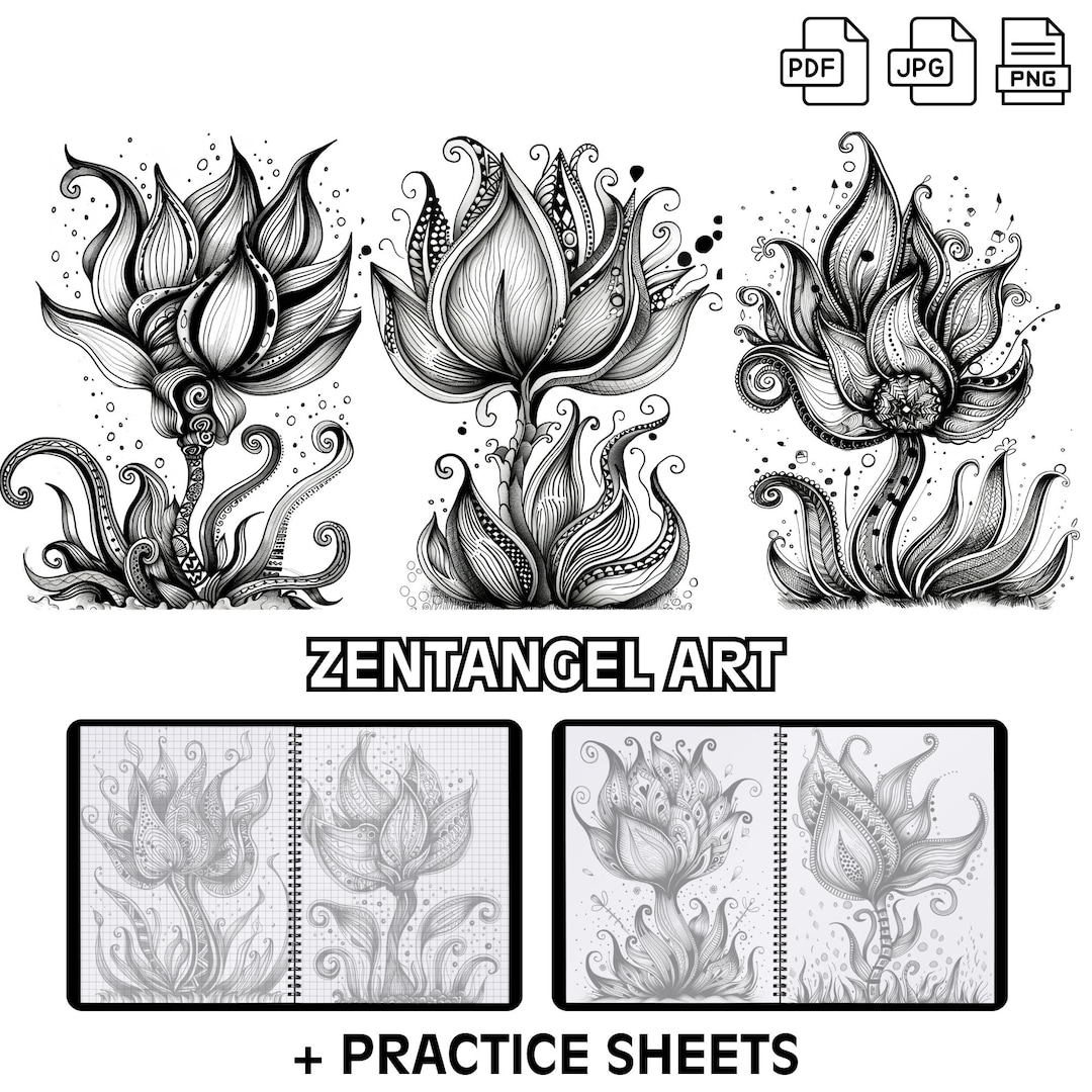 Flame Flower Zentangle Patterns, Easy Zentangle Tutorials ...
