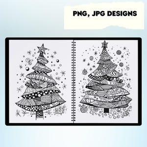 Christmas Tree Zentangle Coloring Pages, Doodling With Tree Designs ...