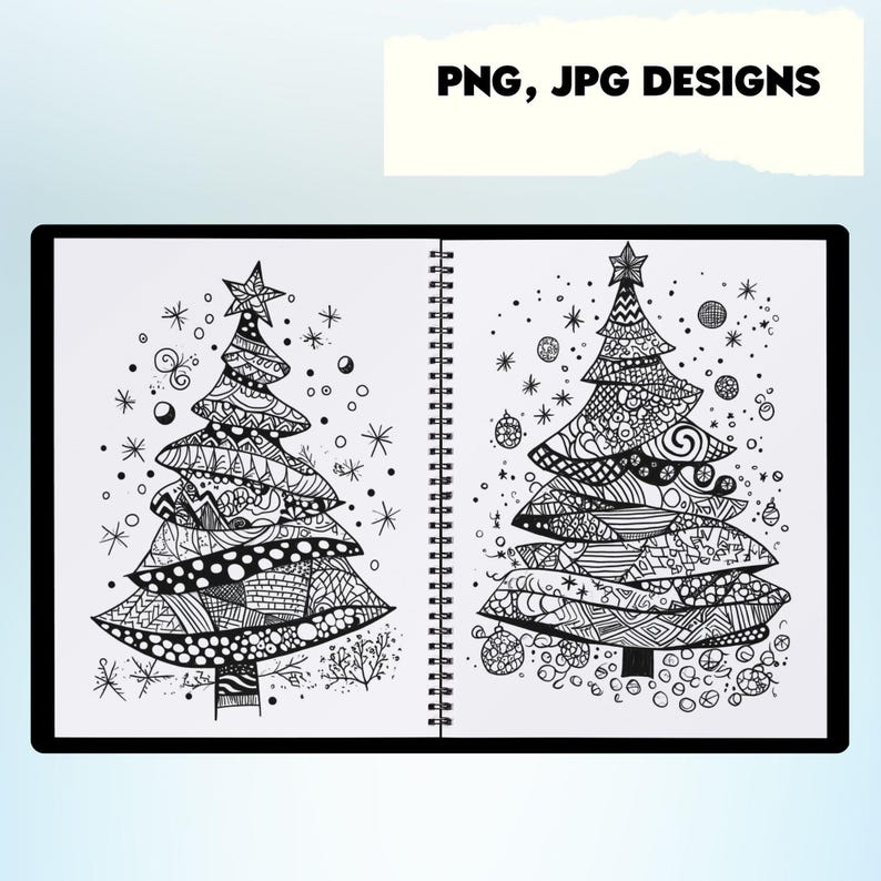 Christmas Tree Zentangle Coloring Pages, Doodling With Tree Designs ...