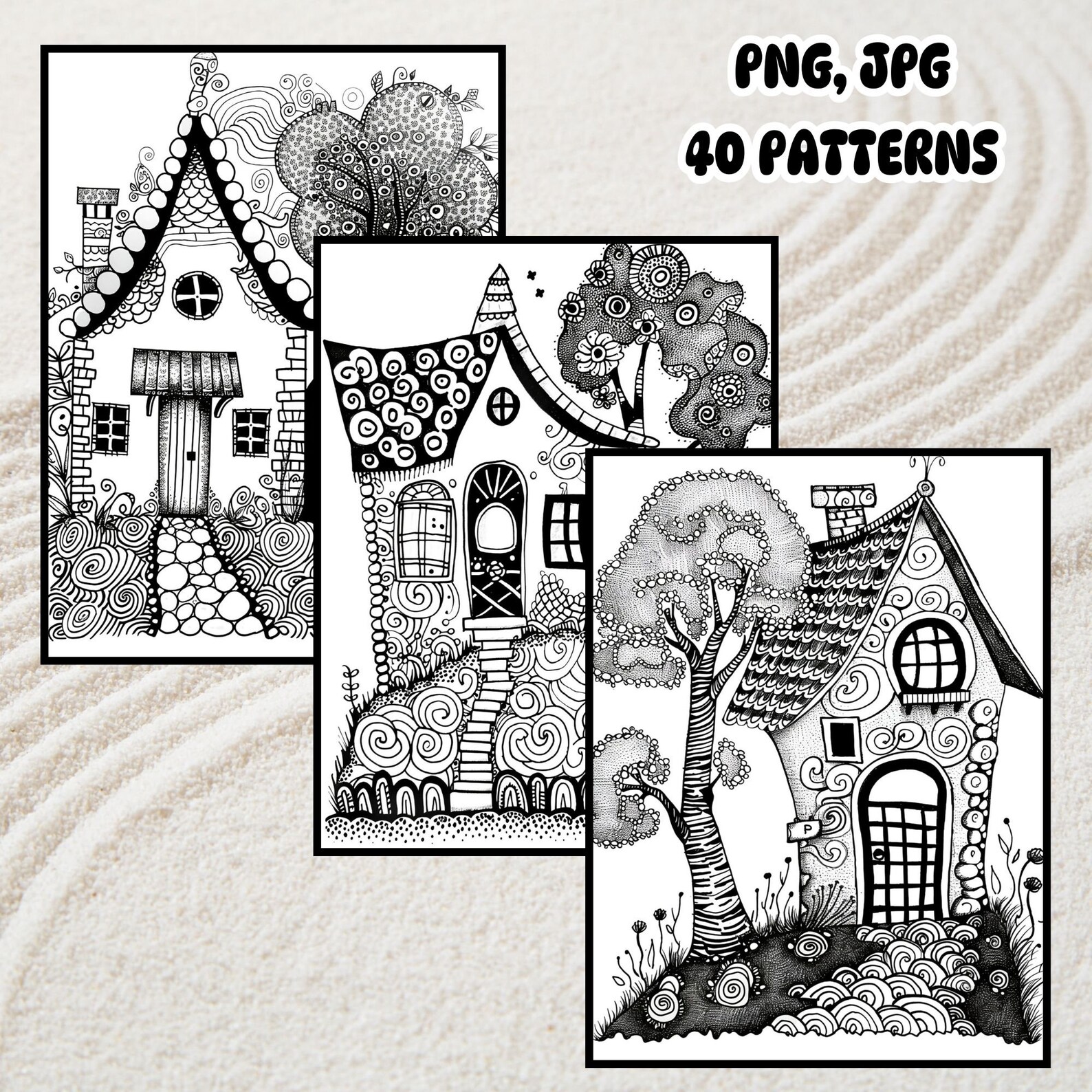 Zentangle Art: Explore Beautiful House Coloring Book, Worksheets, and ...