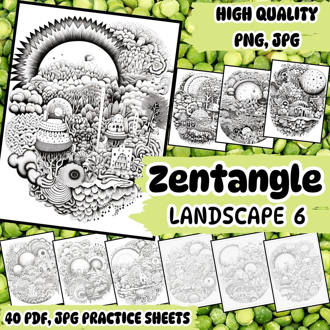 Zentangle Art, Mystical Nature Scenes and Patterns With Practice Sheets ...
