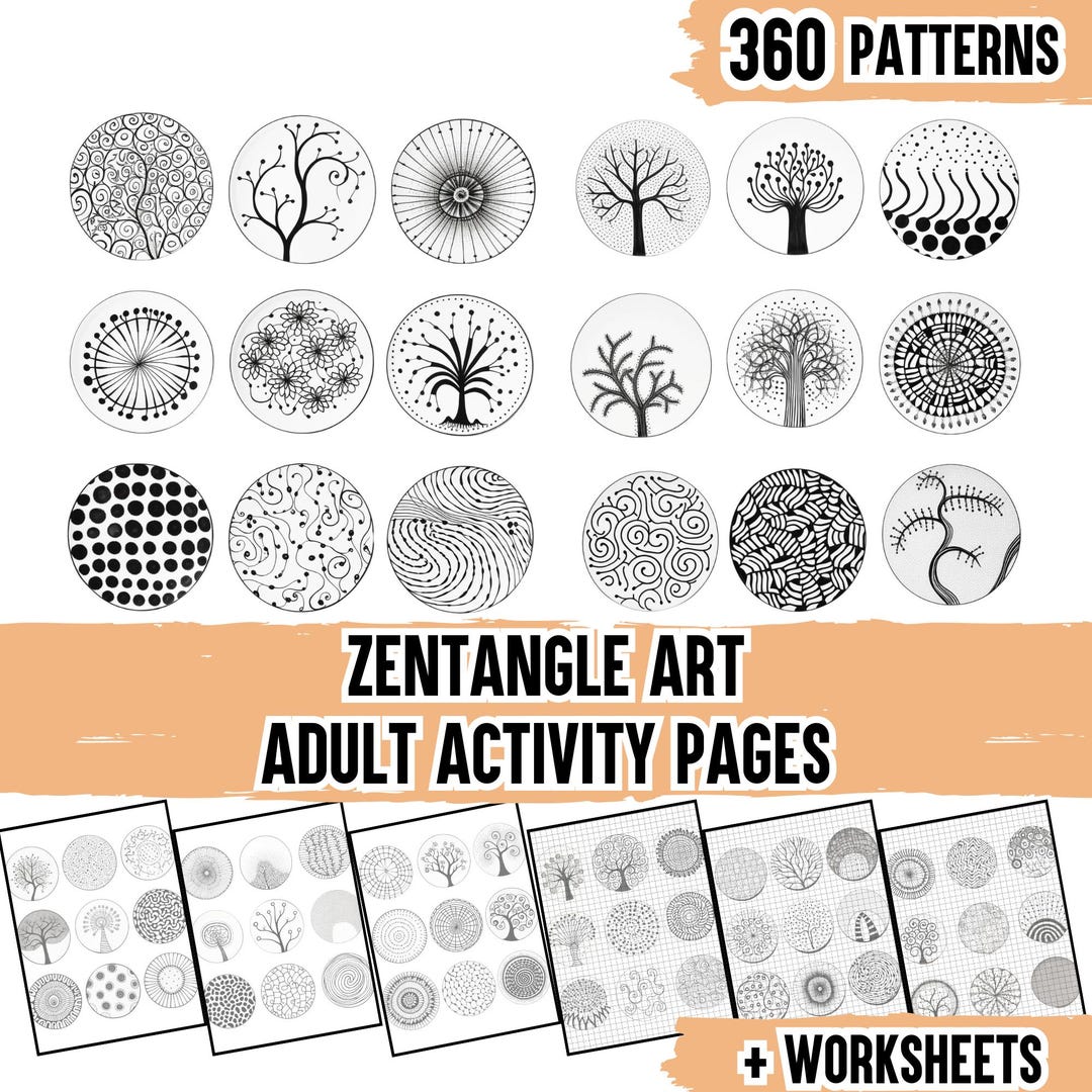 Zendoodle Art Practice Kit – 360 Zentangle Worksheets for Beginners ...