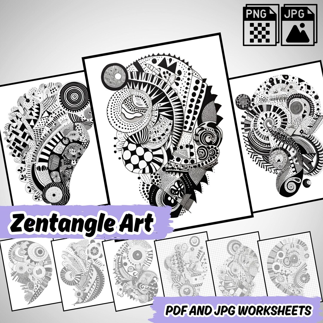 Zentangle Practice Worksheets, Geometric Zentangle Art Pattern ...