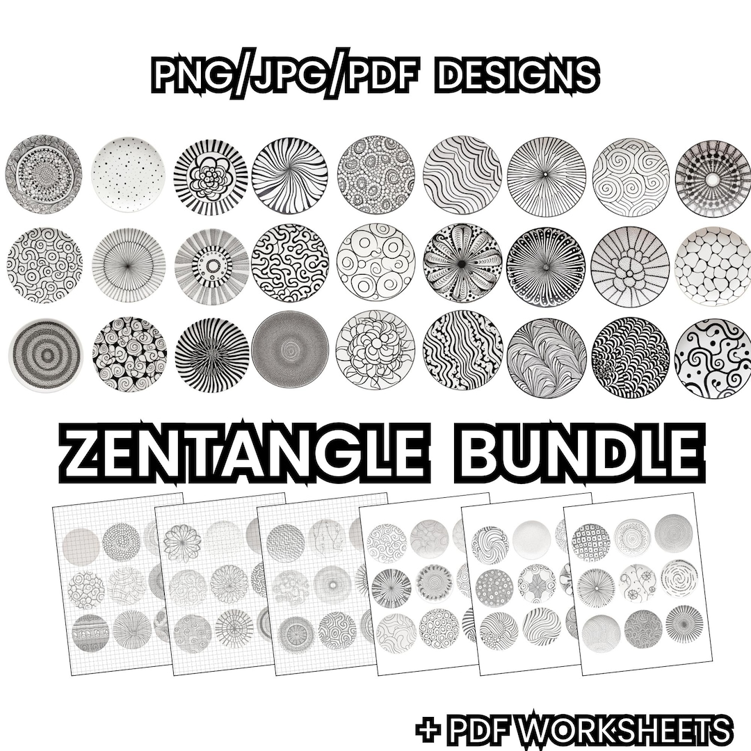 Zentangle Circle Pattern Set | 350 Round Zendoodle Designs | Mindful ...