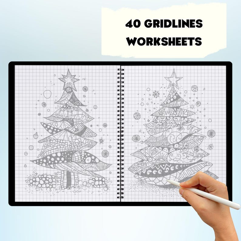 Christmas Tree Zentangle Coloring Pages, Doodling Art (digital Download ...