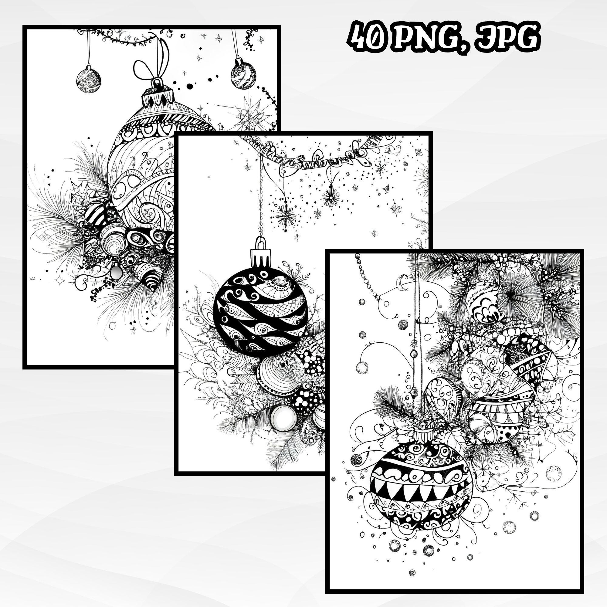 Zentangle Christmas Ornament Coloring Pages (digital Download) - Etsy