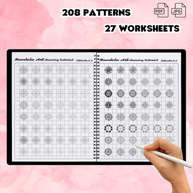 Mandala Art Pattern Drawing Sheets, Calligraphy Practice (PDF, JPG) - Etsy