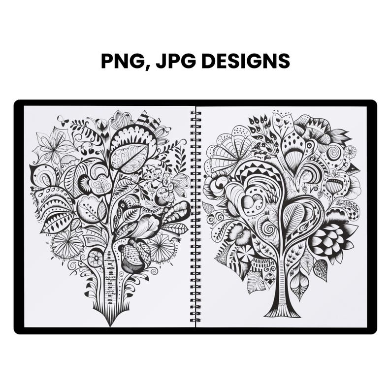 Tree Zentangle Pattern Practice Sheets, Detailed Nature Designs ...