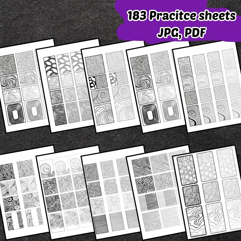 Zen Doodle Workbook, Zentangle Pattern Templates, Zentangle Practice ...