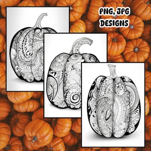 Zentangle Pumpkin Designs: Halloween PNG, Step-by-step Tutorials ...
