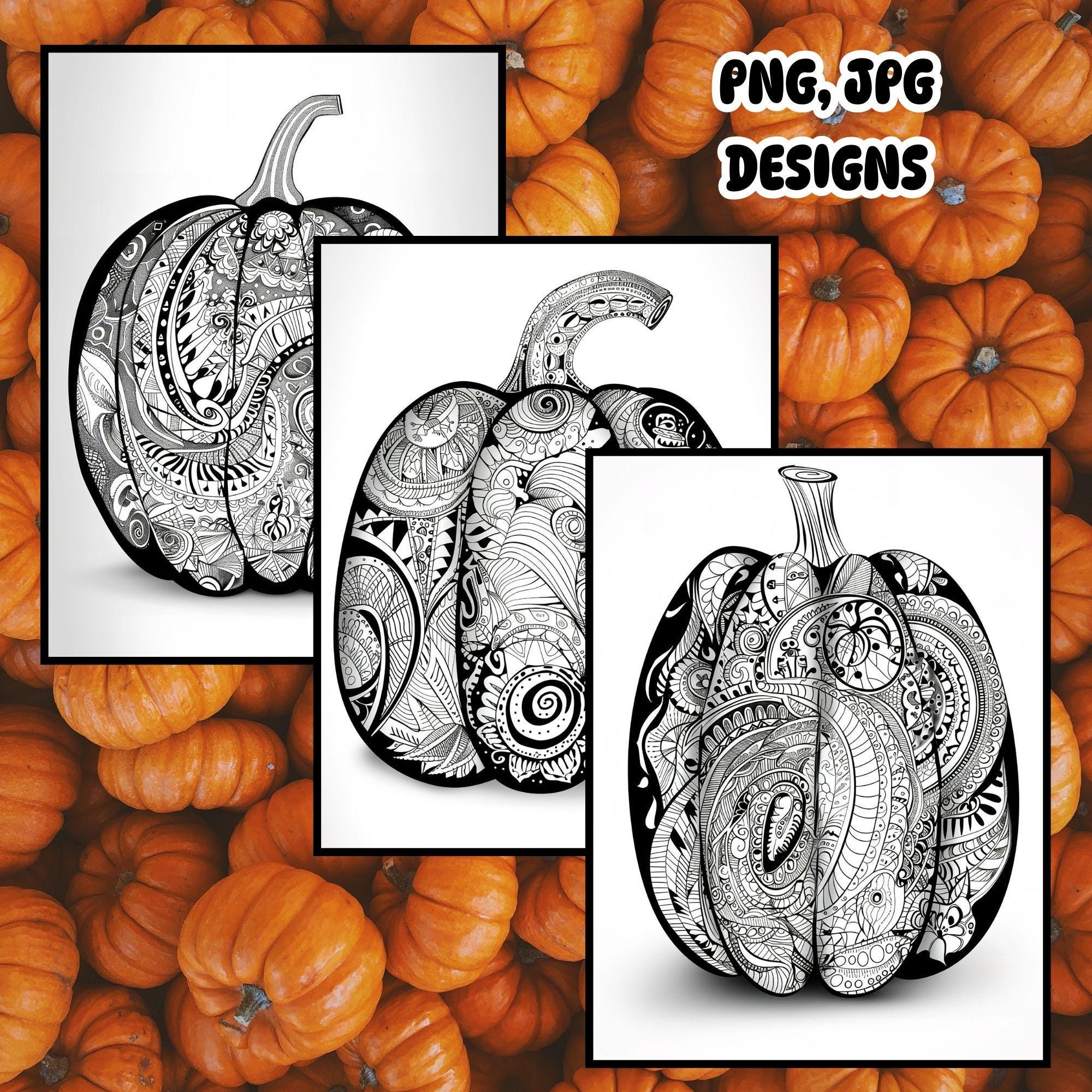Zentangle Pumpkin Designs: Halloween PNG, Step-by-step Tutorials ...