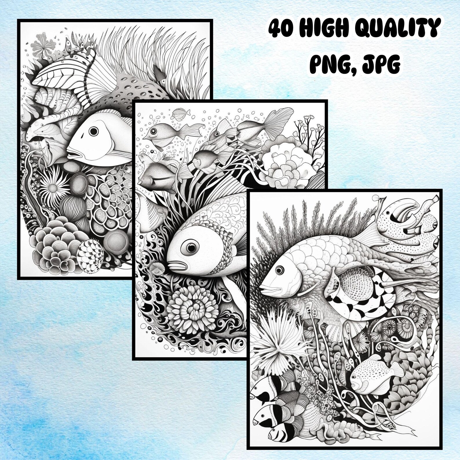 Adult Activity Book Ocean Zen, Underwater Zentangle Coloring Pages ...