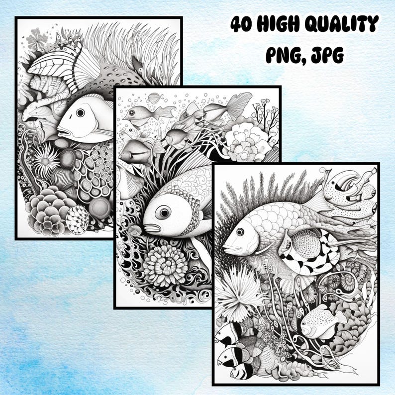 Adult Activity Book Ocean Zen, Underwater Zentangle Coloring Pages ...