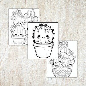 Kawaii Cacti Coloring Pages, Traceable Pictures, Cactus Print, Plant ...